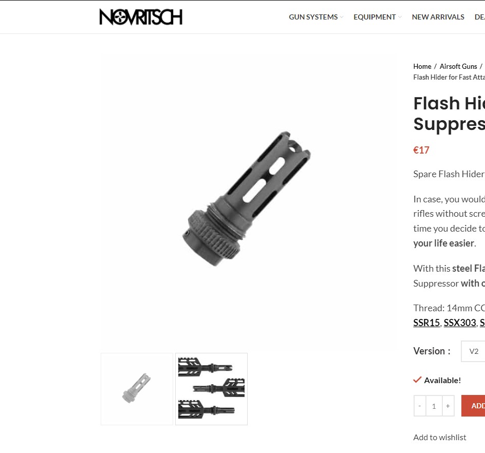 Купить NOVRITSCH 12742 Fast Attach Suppressor + V2 Flash Hider for Fast ...